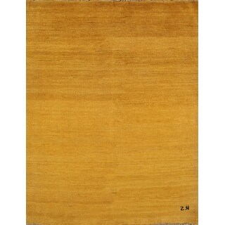 Yellow / Gold Modern Gabbeh Oriental Foyer Rug Handmade Wool Carpet - 3 ...