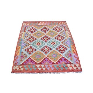 Shahbanu Rugs Colorful Reversible Flat Weave Afghan Kilim Pure Wool ...
