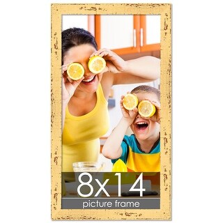 8x14 Shabby Chic / Farmhouse Yellow Wood Picture Frame - UV Acrylic ...