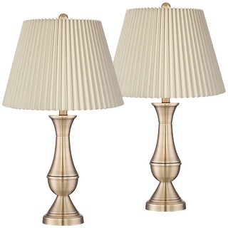 Traditional Table Lamps 24 3/4" High Set 2 Antique Brass Ivory Shade ...