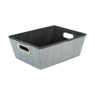 Simplify Medium Herringbone Grommet Shelf Tote in Grey - 13"x 10"x 8 ...