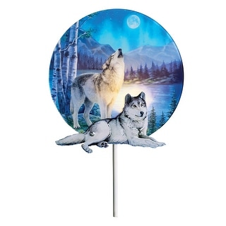 Solar Powered Howling Wolves Outdoor Garden Stake - 11.800 x 11.700 x 4 ...