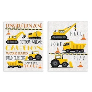 Stupell Construction Zone Trucks & Phrases Wall Plaque Art Design By ...