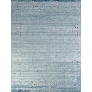 Light Blue Gabbeh Indian Area Rug Handmade Silk Carpet - 8'0" x 9'7 ...