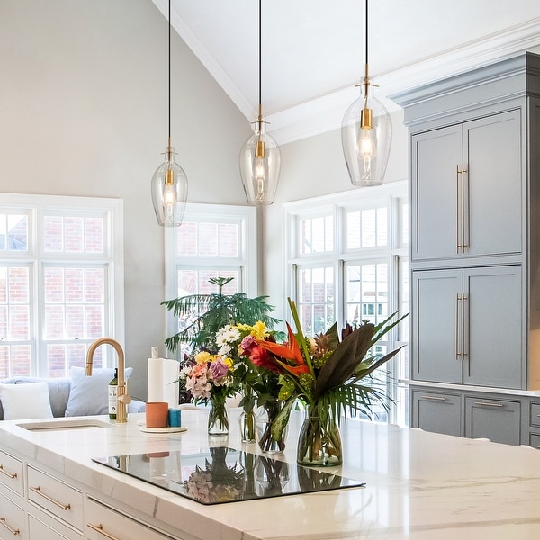 Modern Seeded Glass Mini Pendant Lights Brass Gold Kitchen Island ...