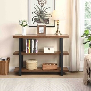 Livingroom 3-Tier Storage Shelf Console Table Open Back Bookshelves ...