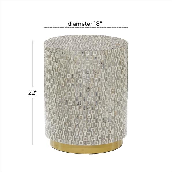 Elegant Mother of Pearl Shell Accent Table with Gold Base - Gray, White ...