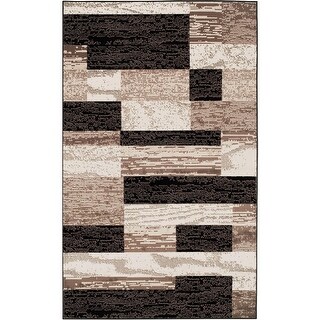 Area Rug, Jute Backed, Modern Geometric Patchwork Floor Decor, 5' x 8 ...