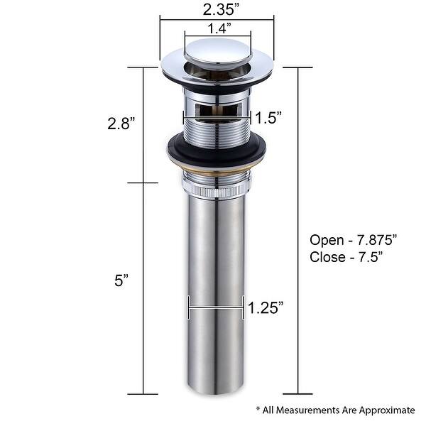 Luxier DS04-T Bathroom Sink Push Pop-Up Drain Stopper with Overflow ...