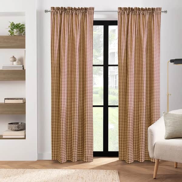 Checkmate Patterned Cotton Duck Insulated Curtain Panel Pair and ...