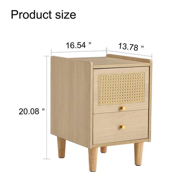 Japanese rattan bedside cabinet 2-drawer storage - Bed Bath & Beyond ...
