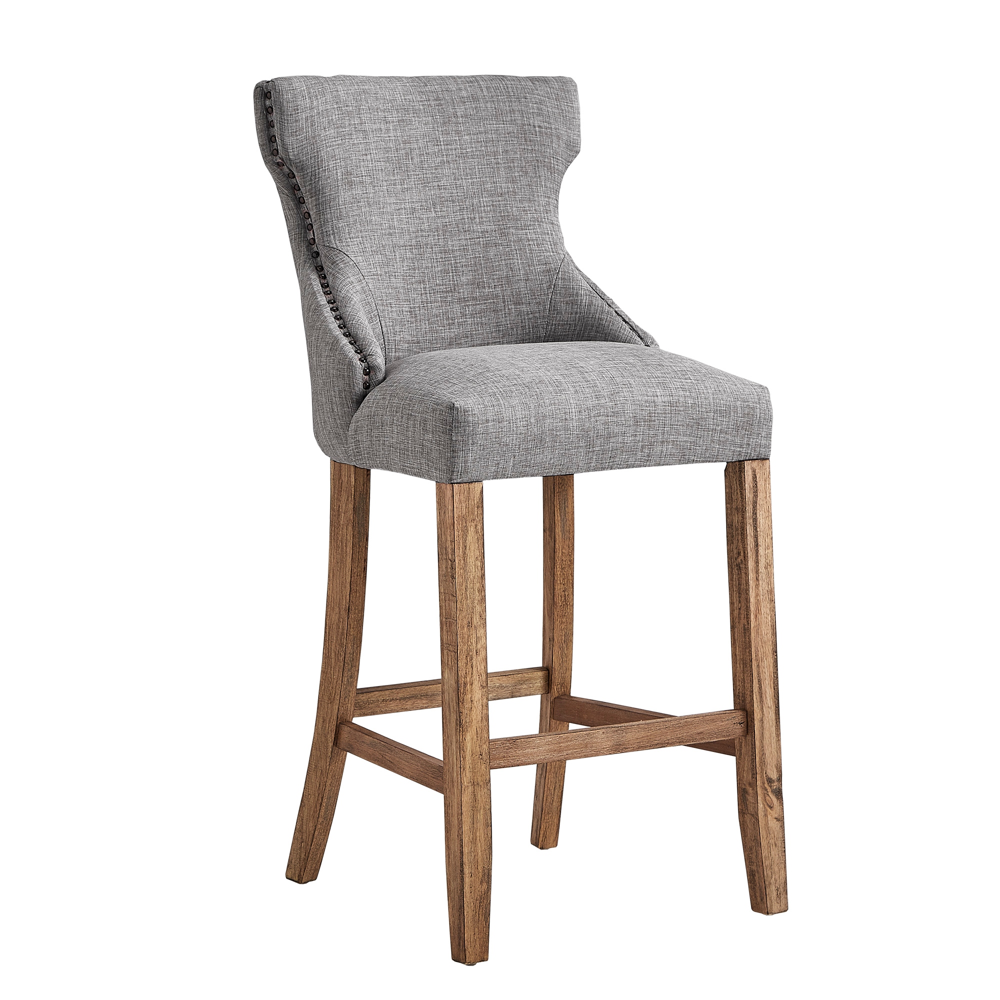 Lianna Nailhead Trim Linen Upholstered Stools Set Of 2 By Inspire Q