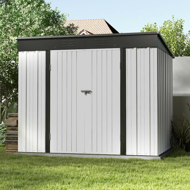 Patiowell 8' x 6' Outdoor Metal Storage Shed with Sloping Roof for ...
