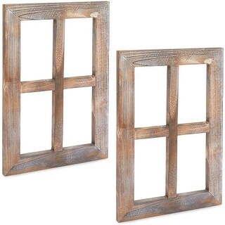 Set of 2 Stained Cedar Wood Window Frame Panes, Rustic Whitewash ...