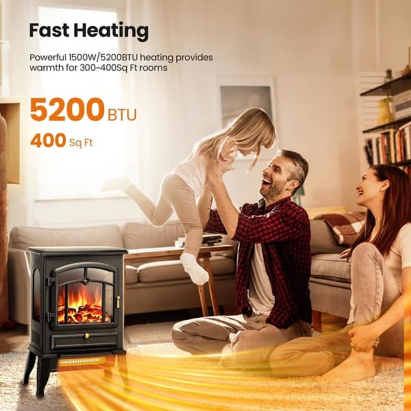 Electric Fireplace Stove,1500W Infrared Fireplace Heater with 3D ...