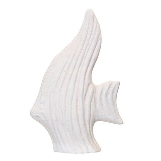 StyleCraft Wood Carved White Terracotta Fish - Natural - Bed Bath ...