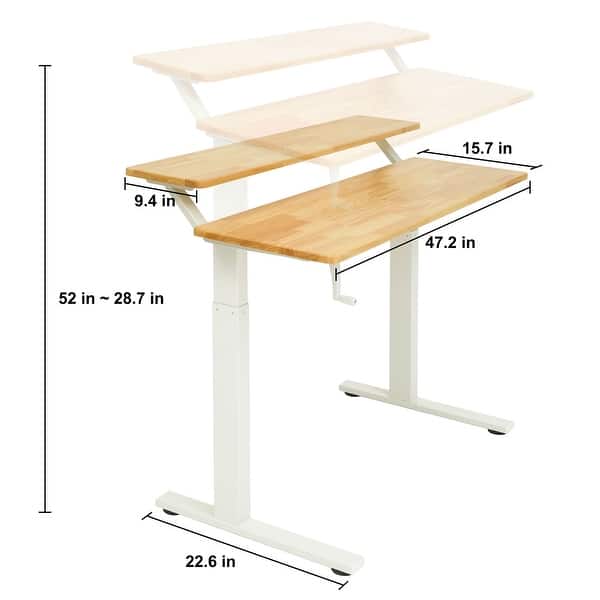 SDADI Adjustable Height Steel Frame 2 Tier Standing Desk w/ Crank ...