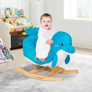 Kinbor Rocking Horse Rocker - Animals Ride-On Toy, Plush Wooden Rocker ...