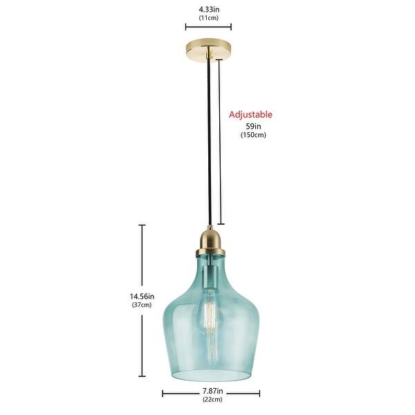 Modern 1-Light Hand Blown Blue Glass Kitchen Island Pendant Lamp ...