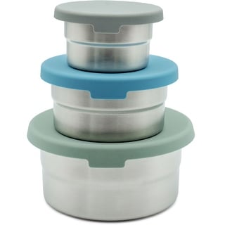 3-Piece Stainless Steel Food Storage Containers with Leakproof Lids ...