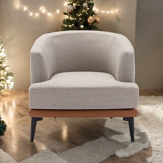 Modern Two-tone Barrel Fabric Chair, Upholstered Round Armchair for ...