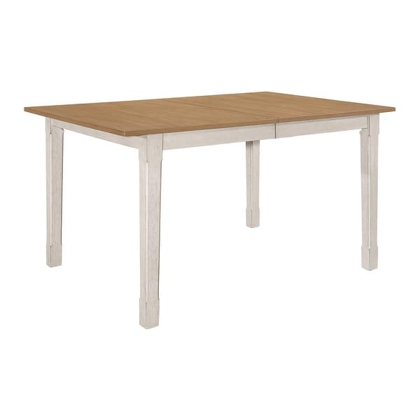 Carlyle Natural and Rustic Off White Dining Table with Extension Leaf ...