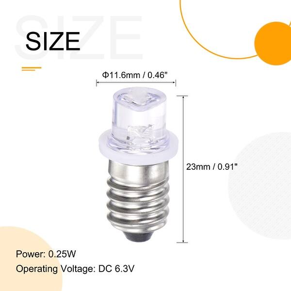 10Pcs E10 Screw Base LED Bulb DC6.3V 0.25W Hollow Head Mini Lights w ...