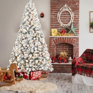 Compact 4ft/5ft/6ft/7ft Christmas Tree - Pre-Decorated with Cozy Warm ...
