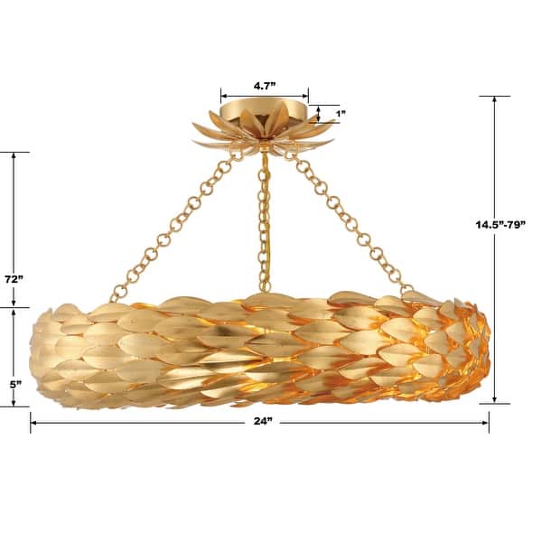 Crystorama Lighting Group 536_CEILING Broche 6 Light 24" Wide - Bed ...