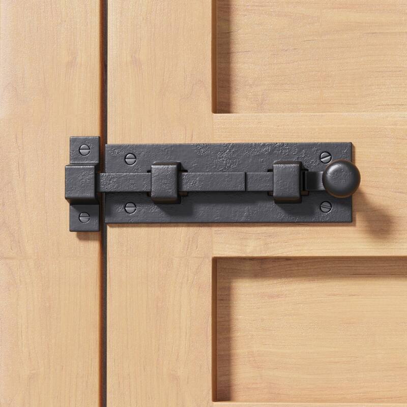 Black Wrought Iron Slide Bolt Latch 4" Slide Bolt with Catch and ...