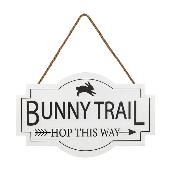 Easter Bunny Trail Hop This Way Wooden Wall Plaque with Jute Rope - Bed ...