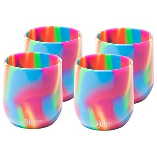 Silipint: Silicone 12oz Stemless Wine Glasses: 4 Pack Hippie Hops ...
