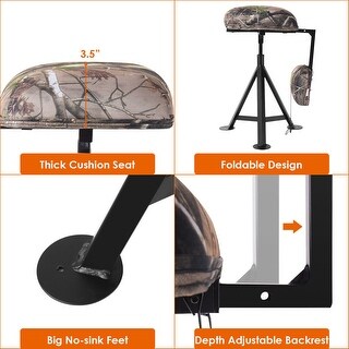 Swivel Hunting Chair Tripod Blind Stool with Detachable Backrest ...