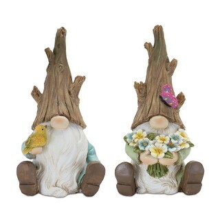 Tree Trunk Gnome Figurine (Set of 4) - 3.75" x 3.5" x 7" - Bed Bath ...