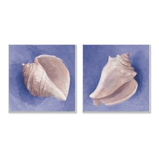 Stupell Simple Classic Seashell Conch Still Life Painting 2 Piece Wood ...