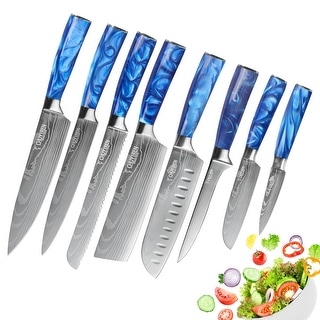 Chef Knife Set of 8, Professional Kitchen Knife Set for Daily Use, High ...