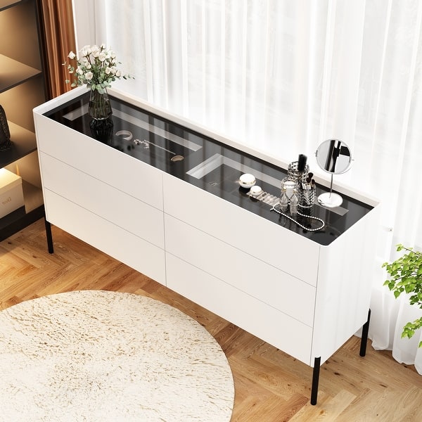 Glass Top Drawer System Dresser Sleek and Functional Bedroom Storage ...
