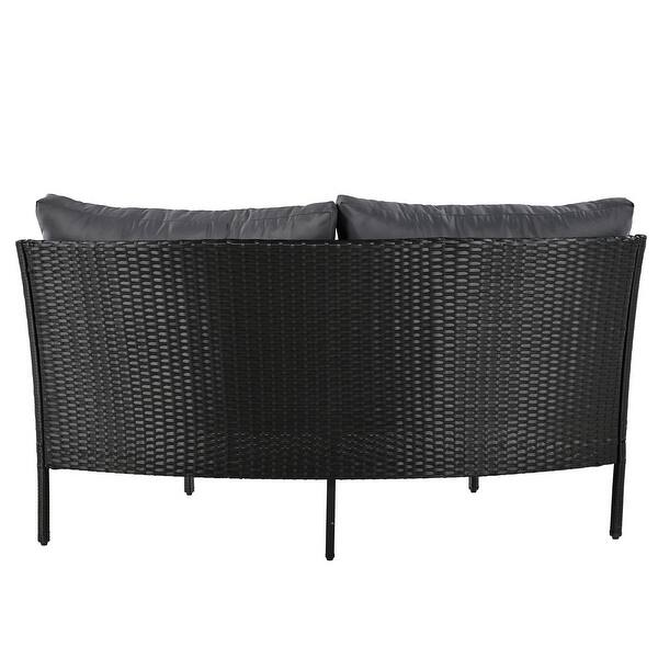 3 Pcs Curved Conversation Sofa Set All Weather Modular Sectional Sofa ...