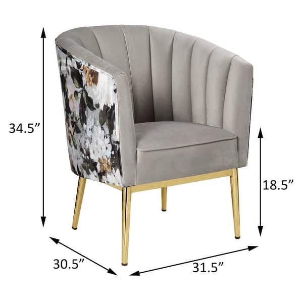 Dreama Grey and Gold Flared Arms Barrel Chair - Bed Bath & Beyond ...