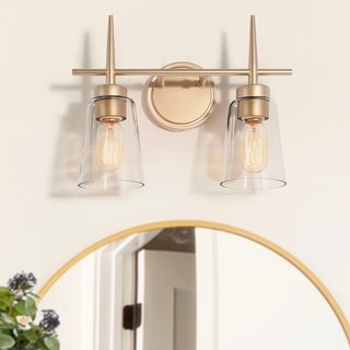 Ciare Modern Wall Sconces Rose Gold Bathroom Vanity Light with Clear ...