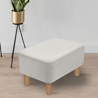 Rectangle Ottoman Stool Padded Seat PU Leather Chair Linen Plain - Bed ...