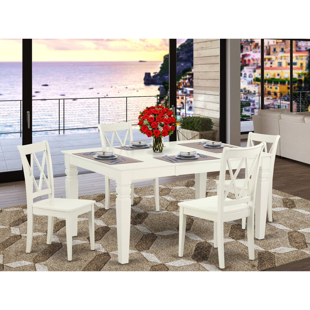 East West Furniture Dining Room Table Set - A Rectangle Kitchen Table ...