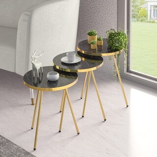 Set of 3 Nesting END Tables Round Stacking Coffee Side Tables for Small Spaces Nightstand Bedside Table Bed Bath Beyond 37627356