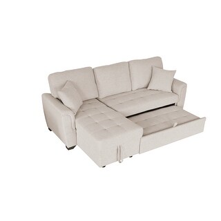 Modern Storage Full-size Sofa Bed Polyester Padded Seat Sectional Sofa Reversible Chaise with ...