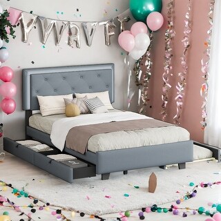 Eye-catching Design Full Size Velvet Storage Platform Bed - Bed Bath ...