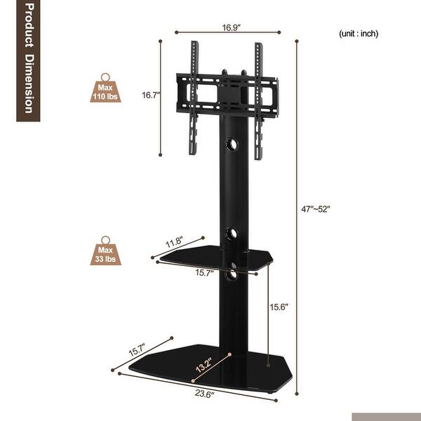 Height&Angle Adjustable Multi-Function TV Stand with Metal Frame - Bed ...
