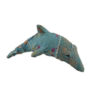 Blue Vintage Sari Fabric Covered Paper Mache Dolphin Sculpture - 7 X 14 ...