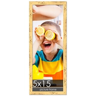 5x15 Frame Yellow Rustic Farmhouse - Shabby Chic Wood Picture Frame ...