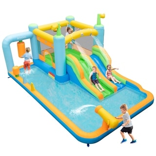Costway Inflatable Water Slide Giant Kids Bounce House Park Splash ...