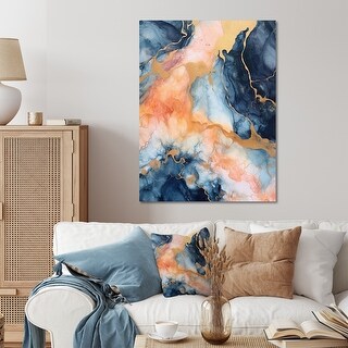 Designart "Blue and Beige Marble Clouds V" Fractals Metal Wall Art ...